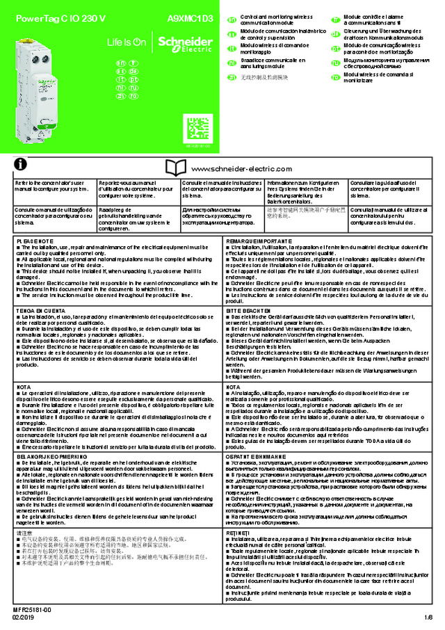 PowerTag C IO 230 V - Ficha técnica - Voltimum PT