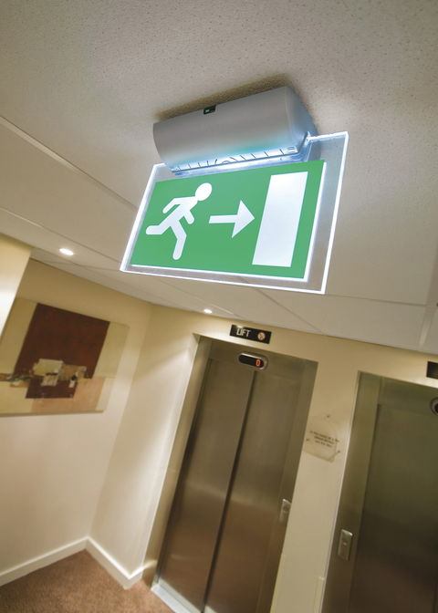 Stylish LED-based Menvier Evoled exit sign requires minimal maintenance ...